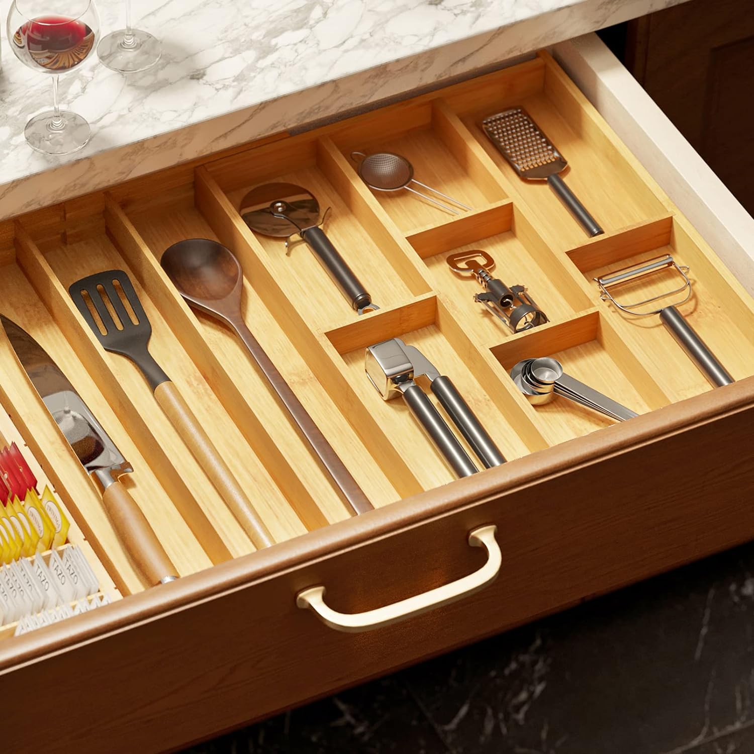 Bamboo Utensil Drawer Organizer - Liliana